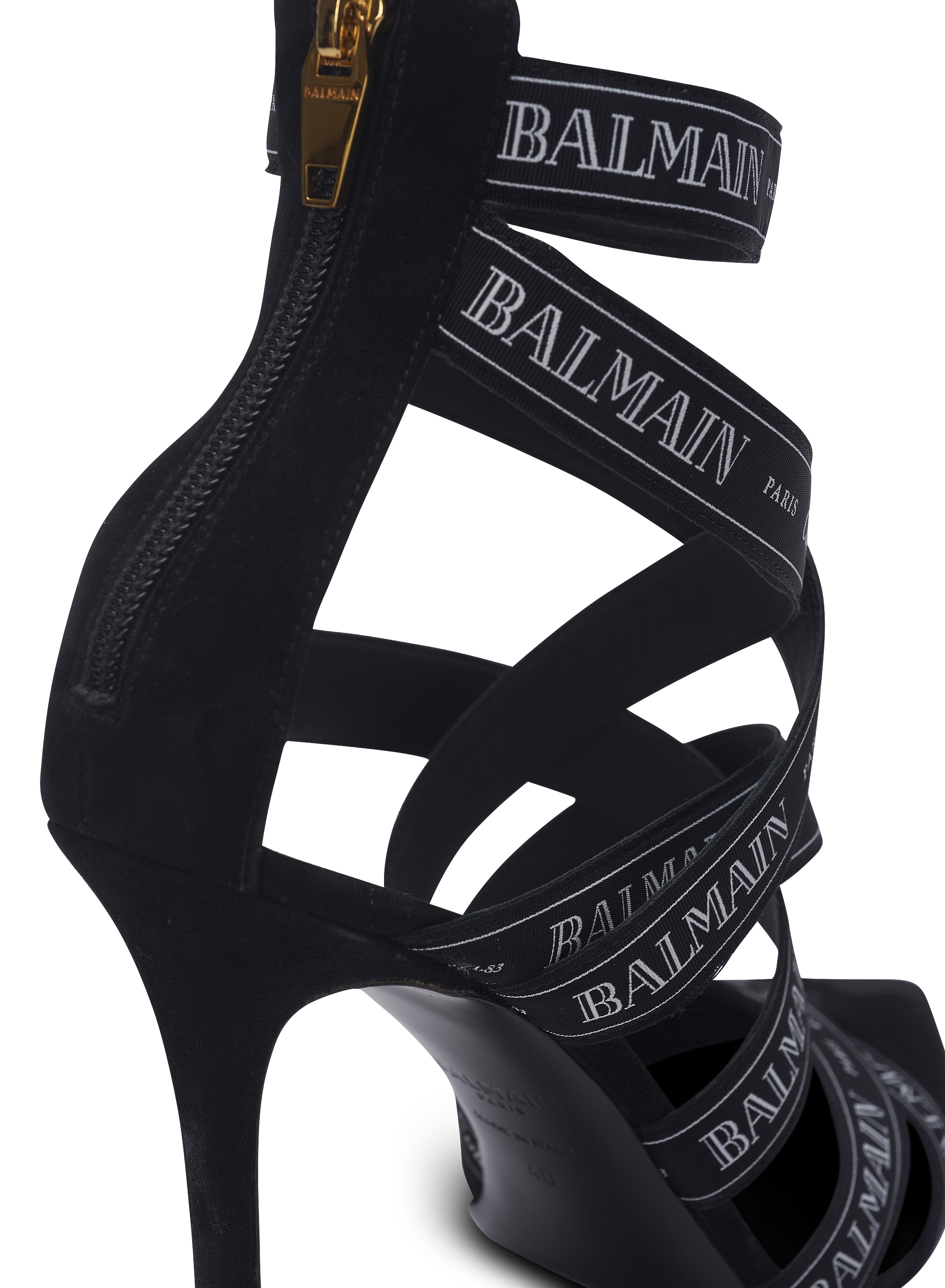 Couture suede heels with Balmain ribbon motif black - Women Couture suede heels with Balmain ribbon motif black - Women