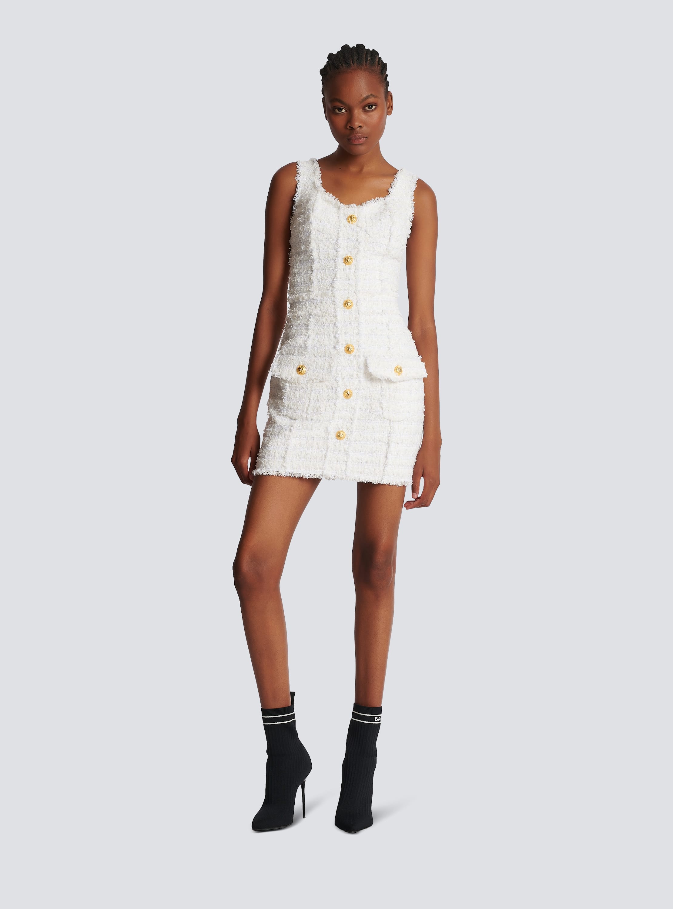 Tweed dress with straps - Women | BALMAIN