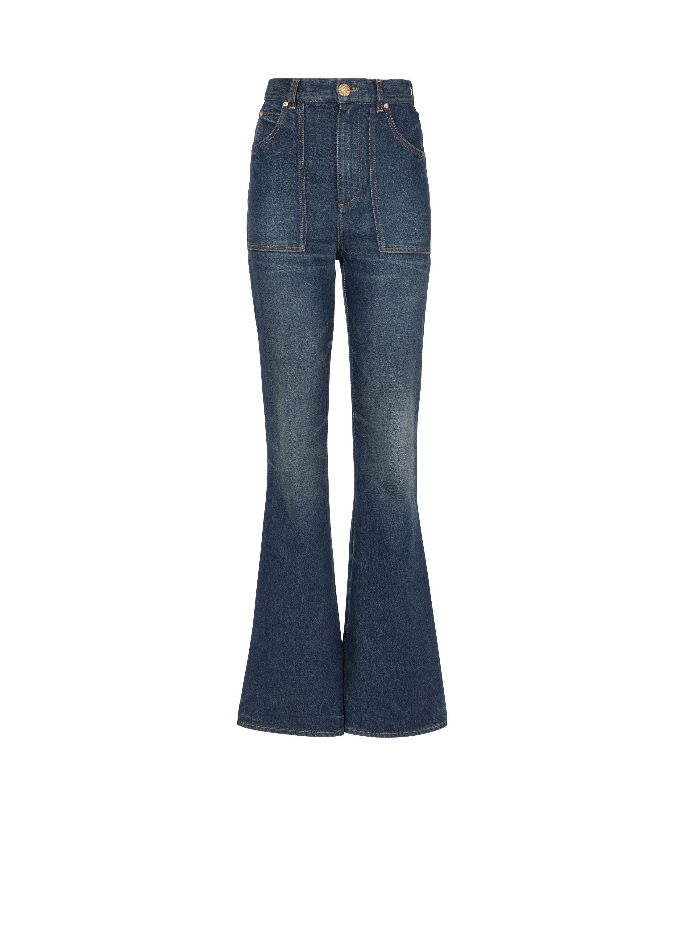 Vintage Flared Denim Jeans Navy Women Balmain