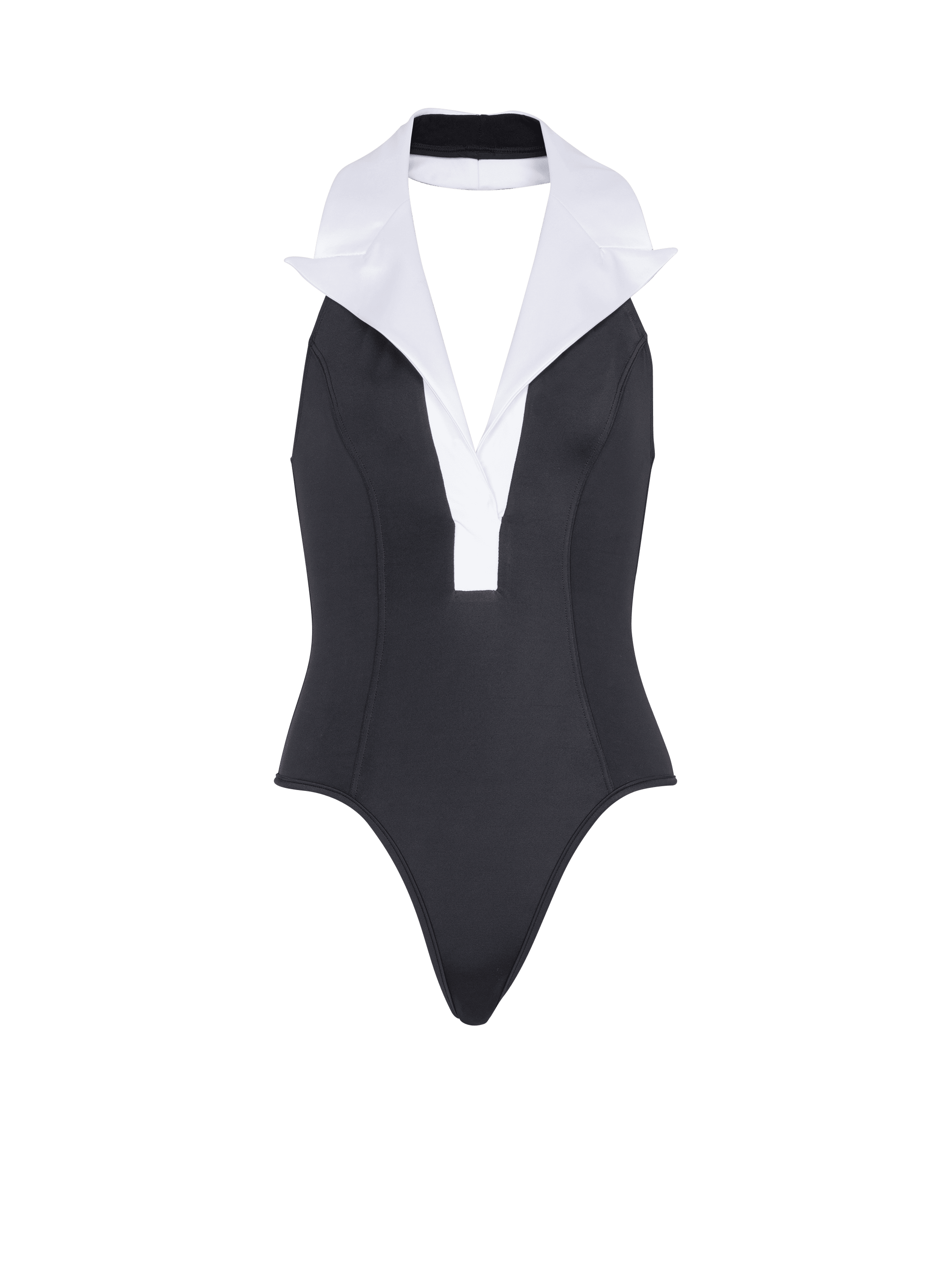 One Piece Swimsuit With Contrasting Collar Women Balmain