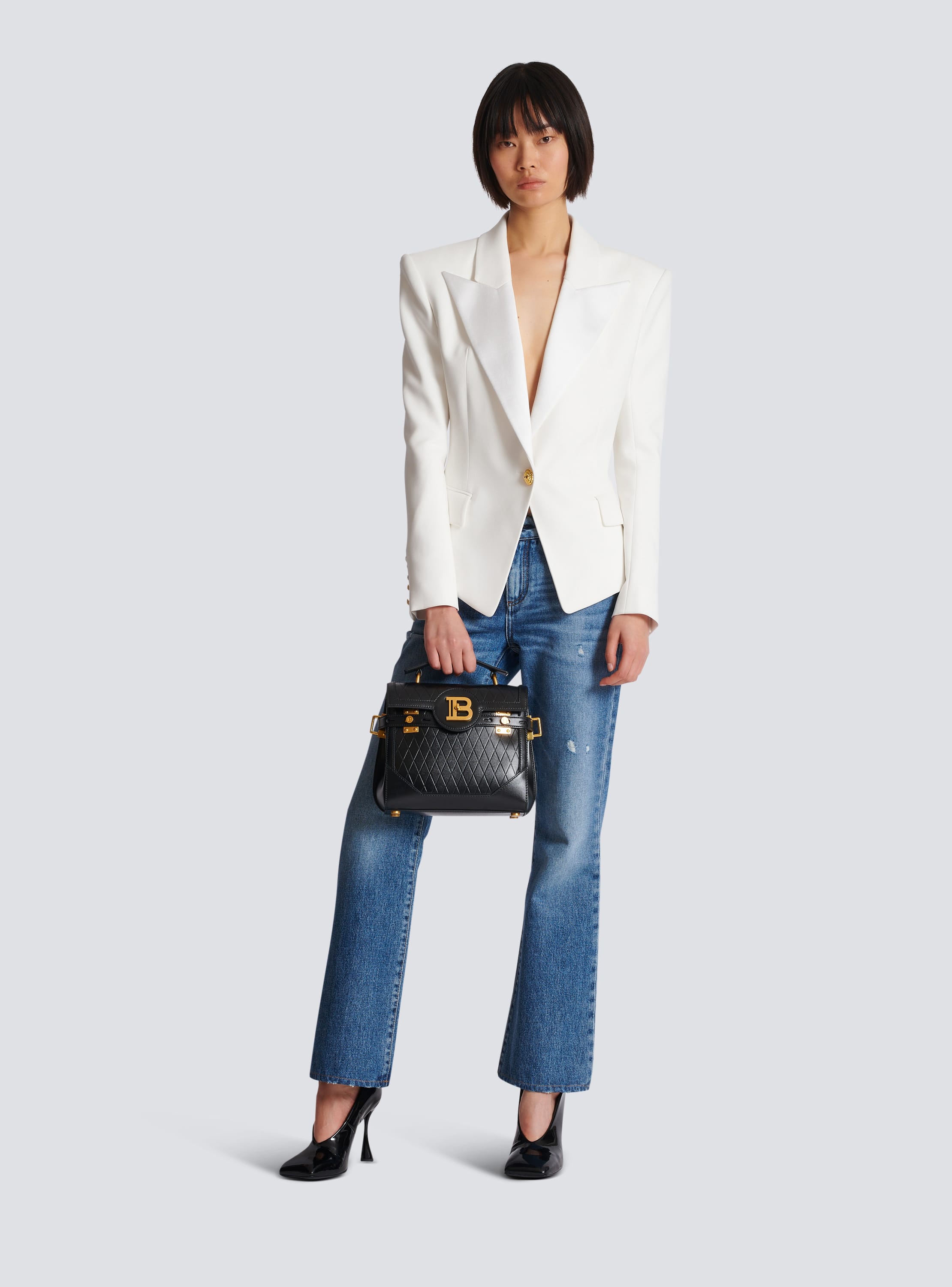 1-button jacket in crepe and satin - Women | BALMAIN