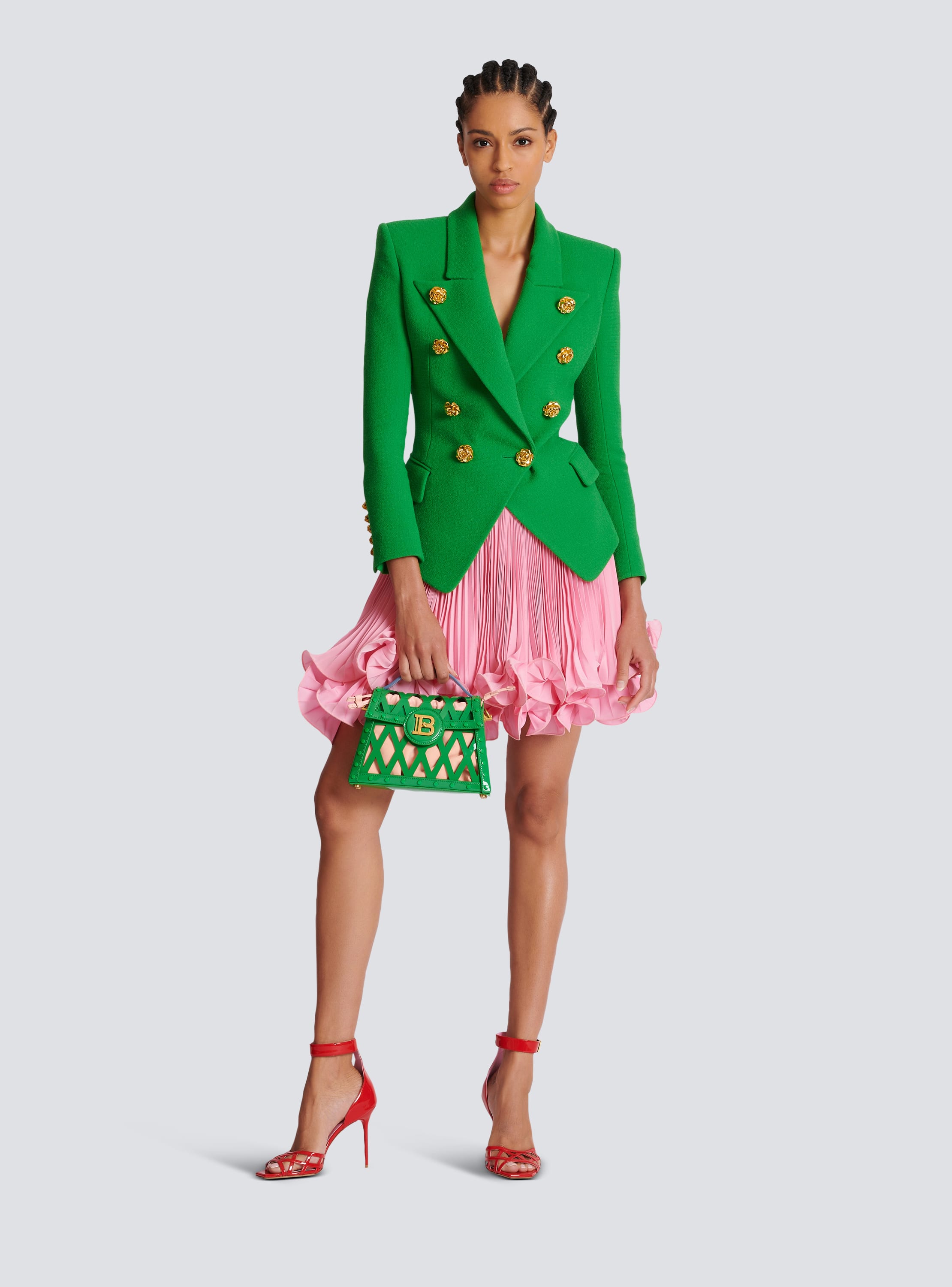 Double Crepe Suit Jacket Green Women Balmain