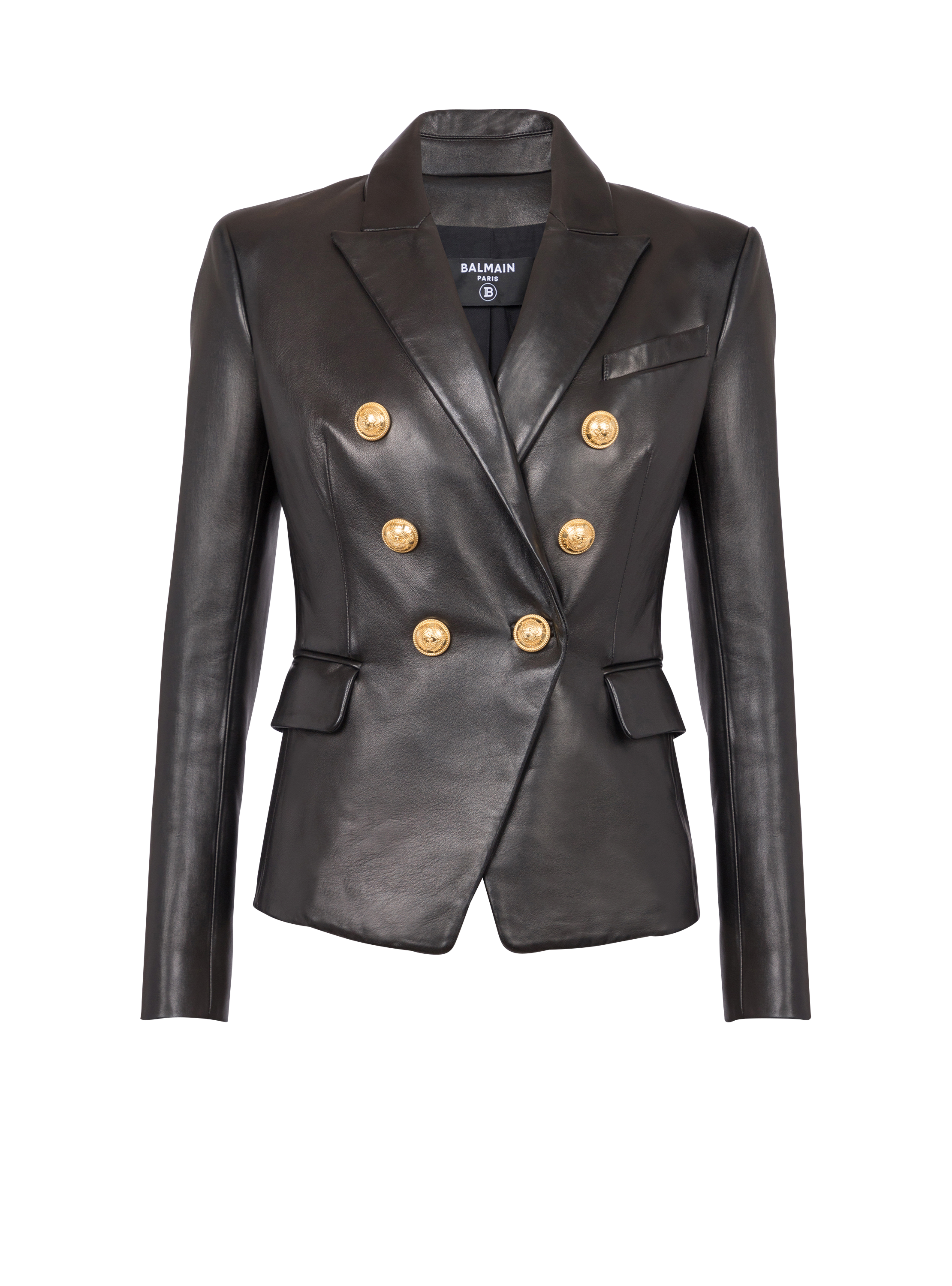Classic 6-button leather jacket black - Women | BALMAIN