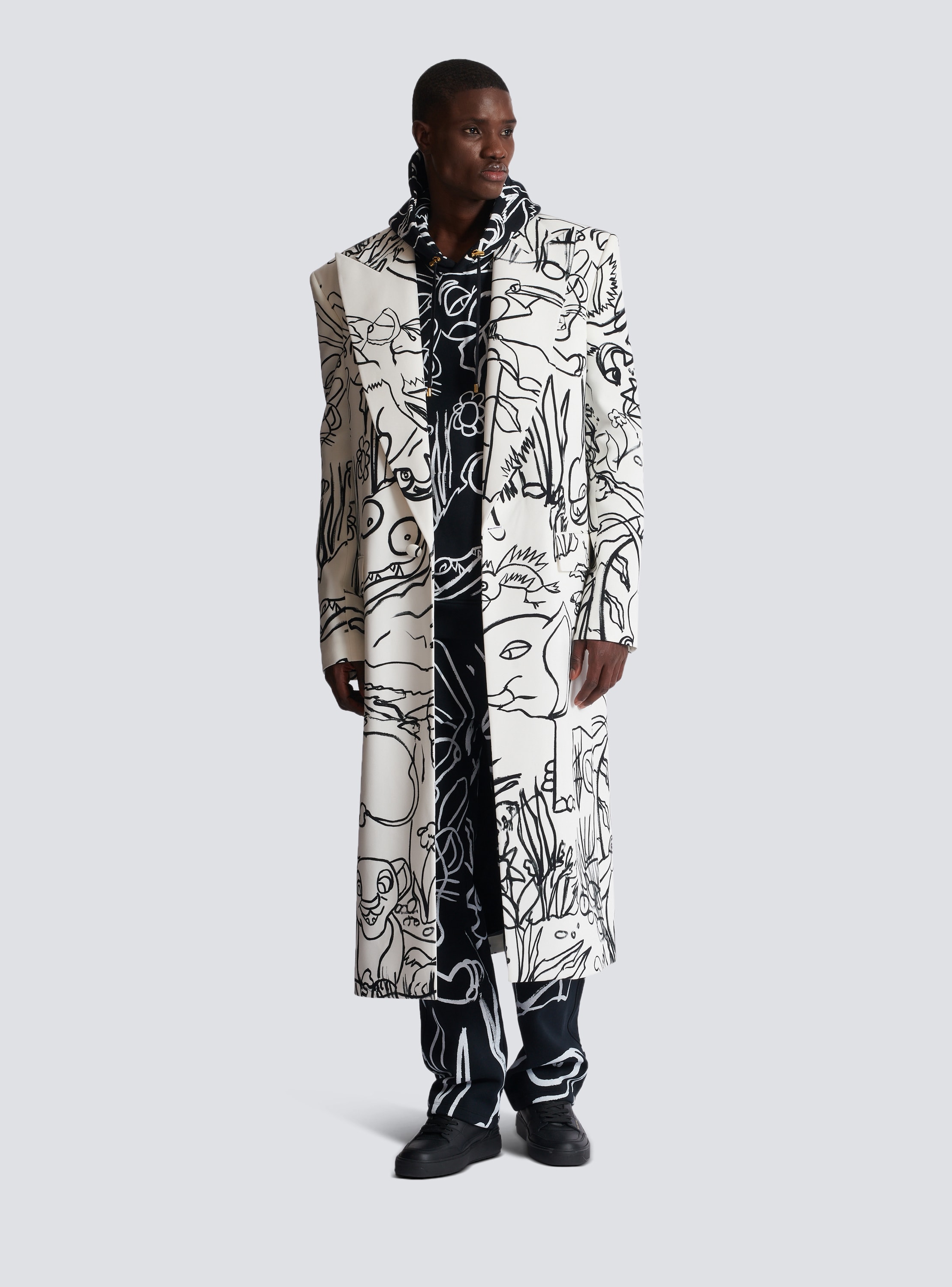 Disney x Balmain: The Lion King - Long crepe coat with Enfant Précoce ...