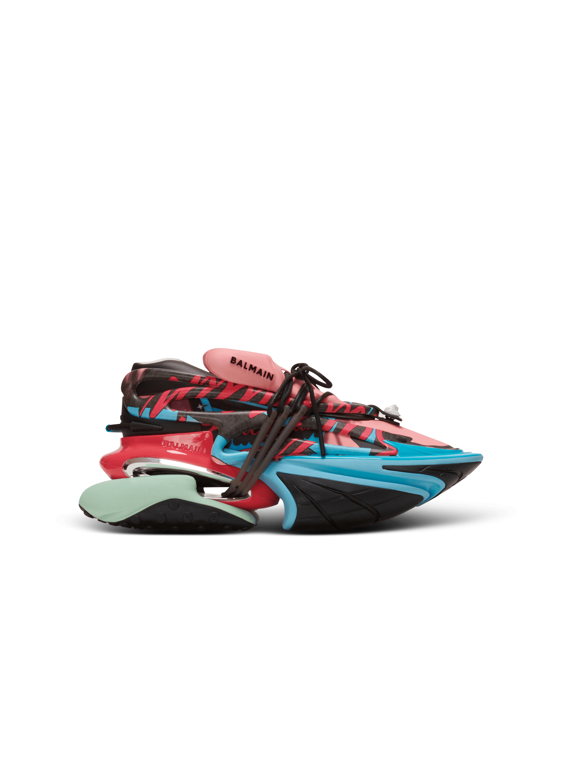 Unicorn Low Sneakers In Neoprene And Calfskin Multicolor Men Balmain