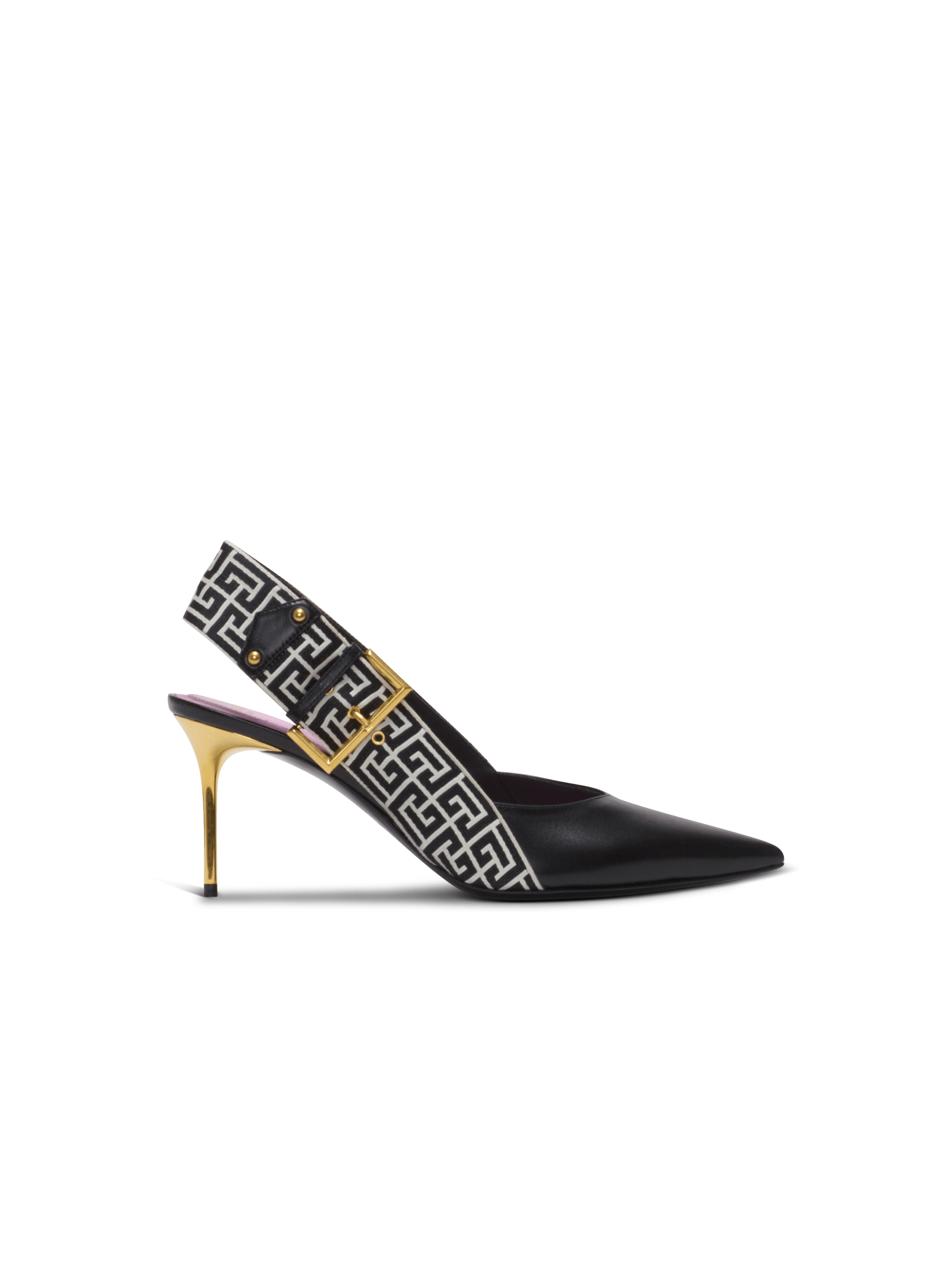 Pb 레버린스 모노그램 송아지 가죽 Ruby 힐 슬링백 Women Balmain