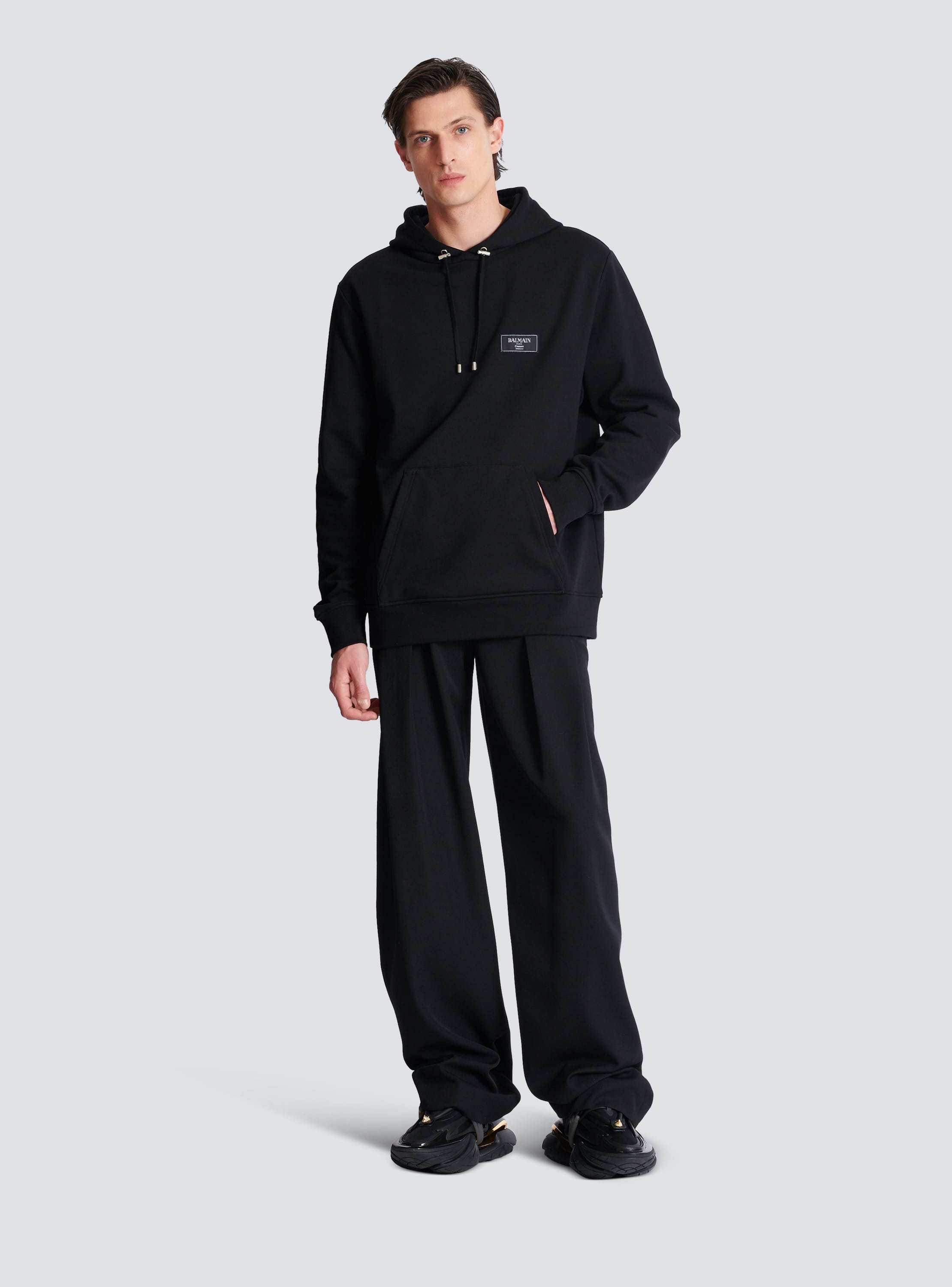 Hoodie with Balmain Couture label black - Men | BALMAIN