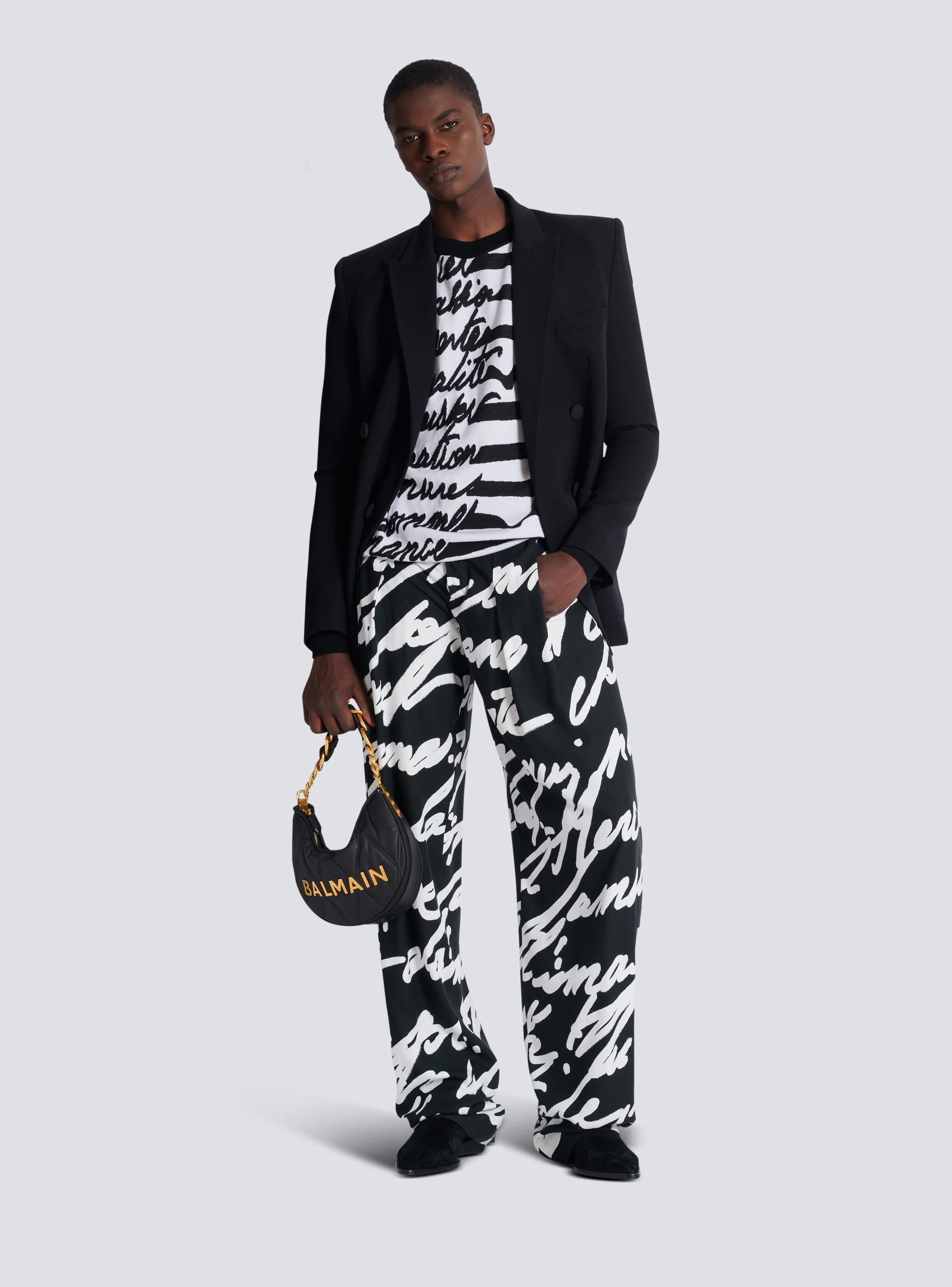 Striped "Love Letter" knit jumper white - Men | BALMAIN