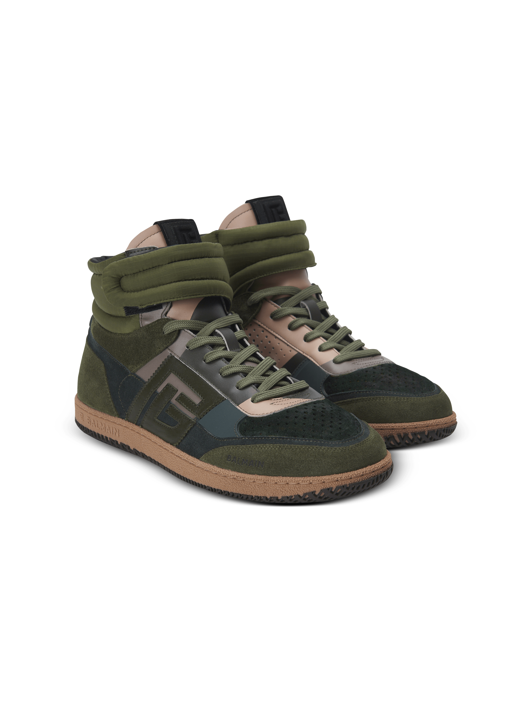 Balmain Swan Mid-Top trainers in calfskin and suede black - Men | BALMAIN